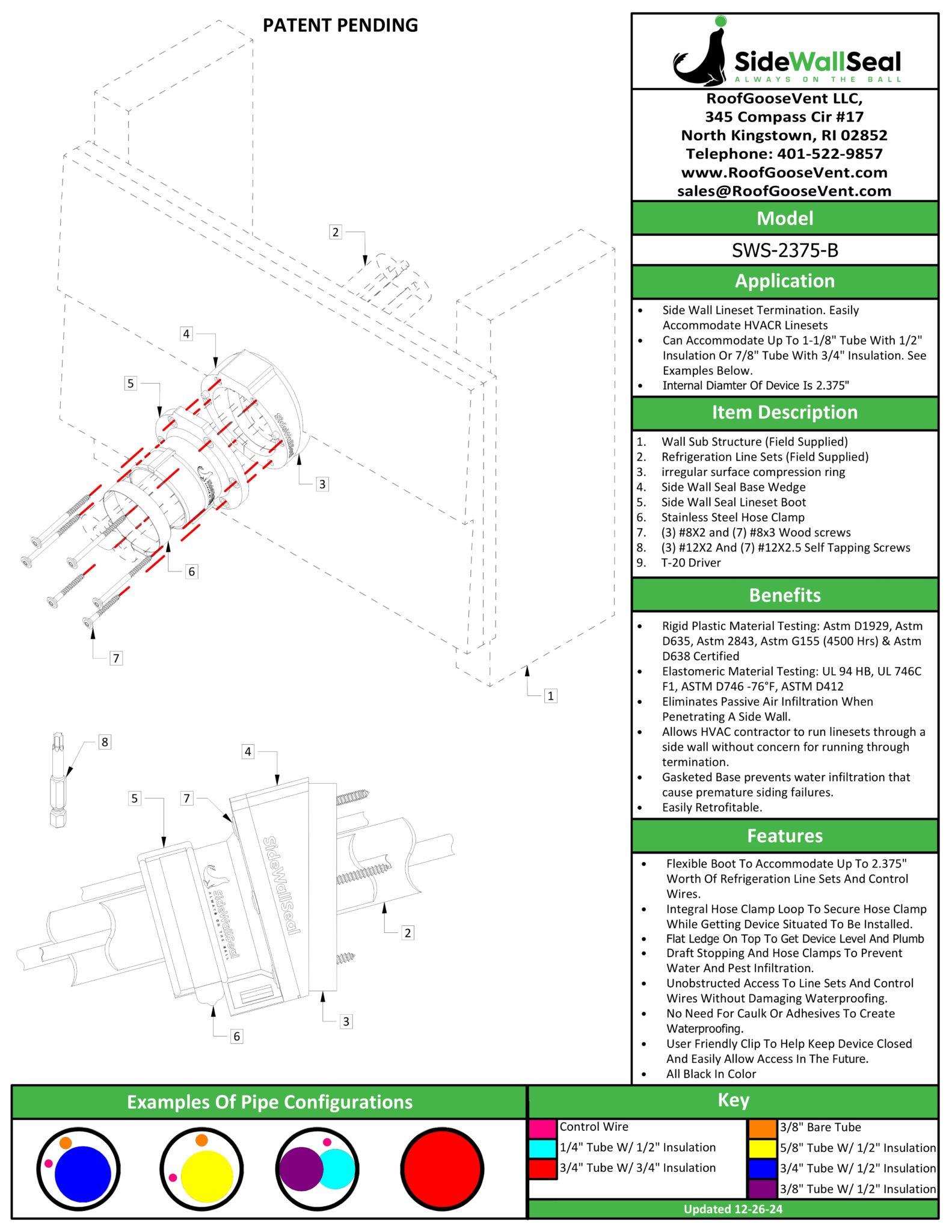 Best 2.375-in. line set gasket seal| Lineset Penetration